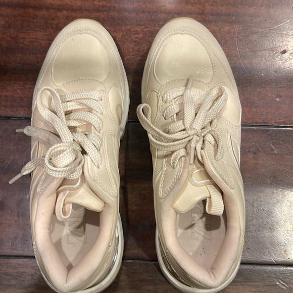 Zara | Shoes | Zara Cremegold Tennis Shoes Purchased In Greece Size 36 ...